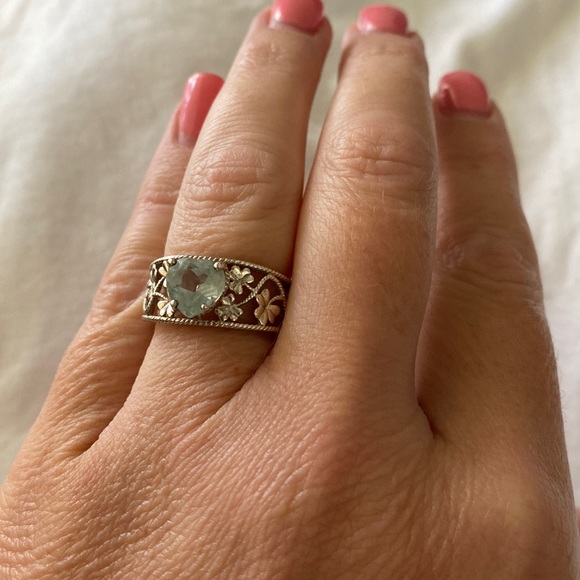 Jewelry | Vintage Sterling Silver Shamrock Filigree Ring With Pale Blue ...